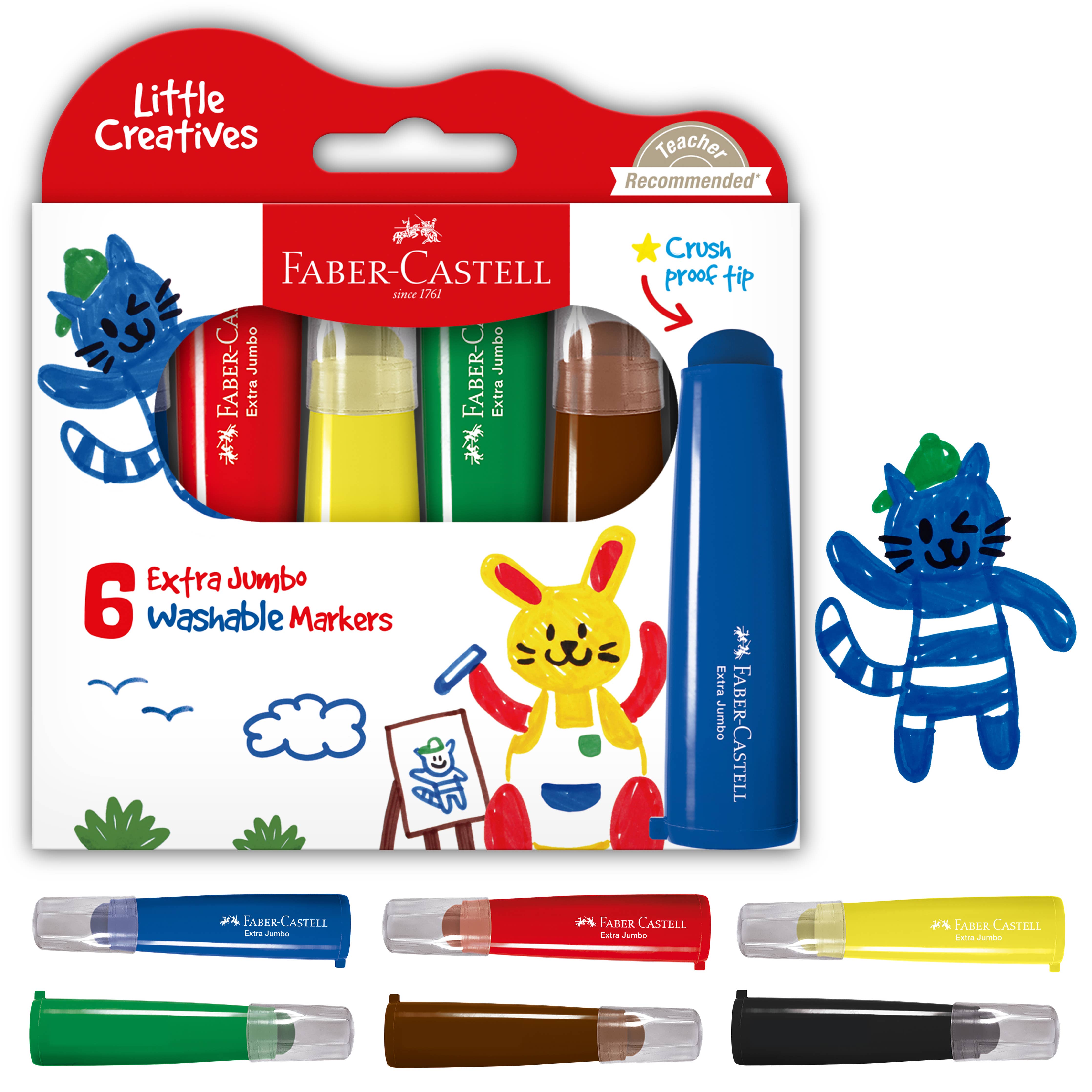 Faber-Castell Little Creatives Ultra Washable Markers Set of 12 – Blank ...